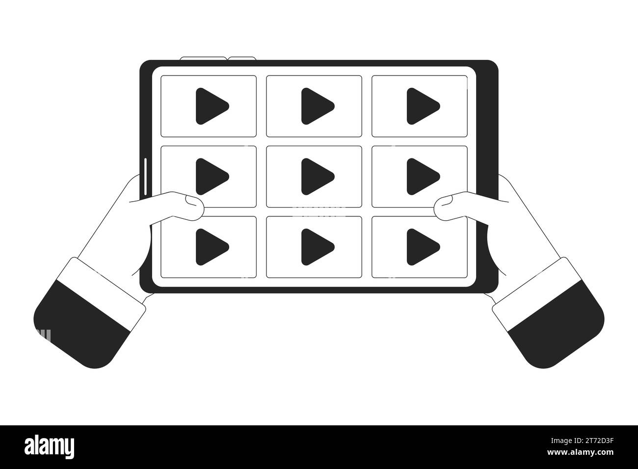 TV watching tablet cartoon human hands outline illustration Stock ...