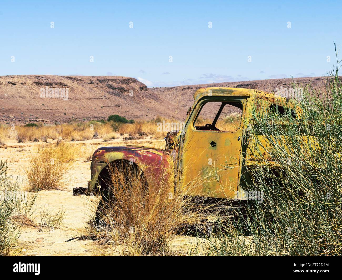 An old rotten car in the desert near the Fish River Canyon, Namibia ...