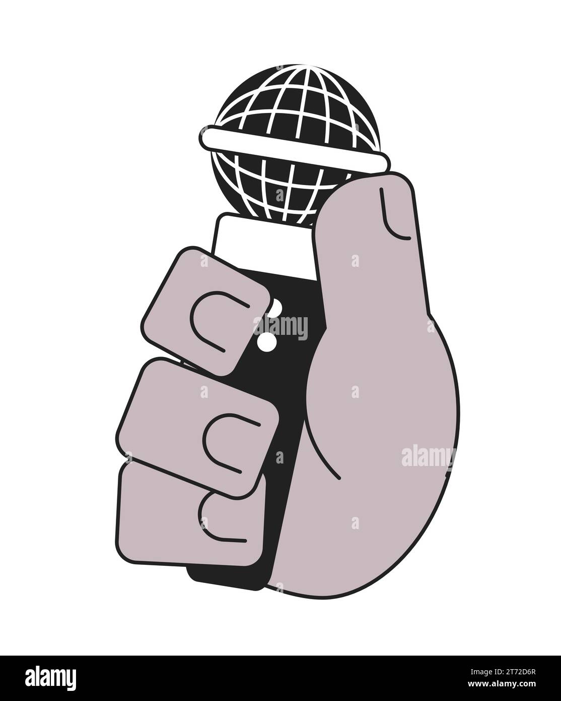 Microphone holding cartoon hand outline illustration Stock Vector Image ...
