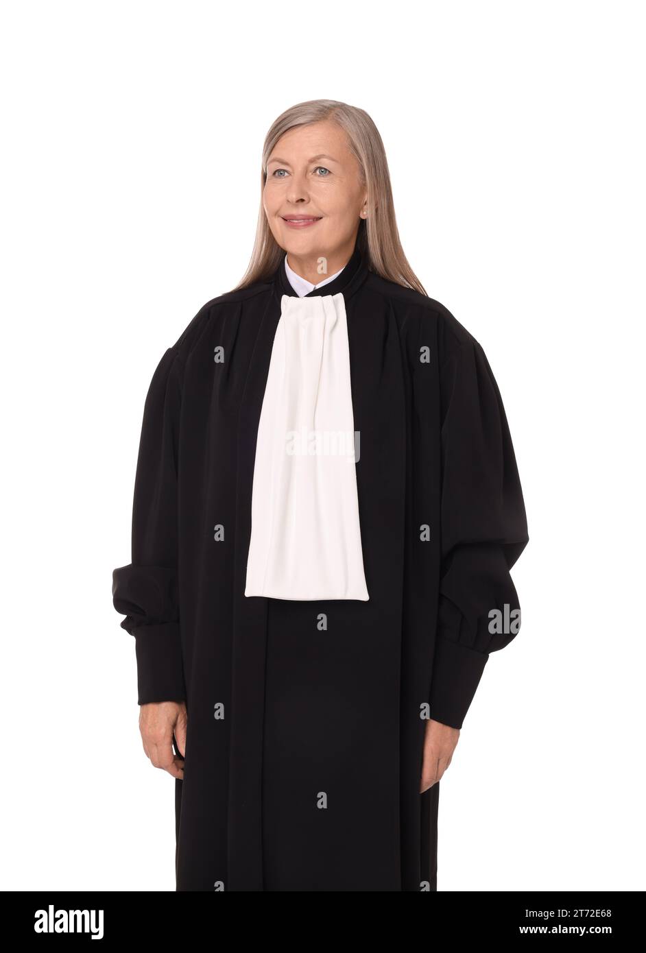 Beautiful senior judge in court dress on white background Stock Photo ...
