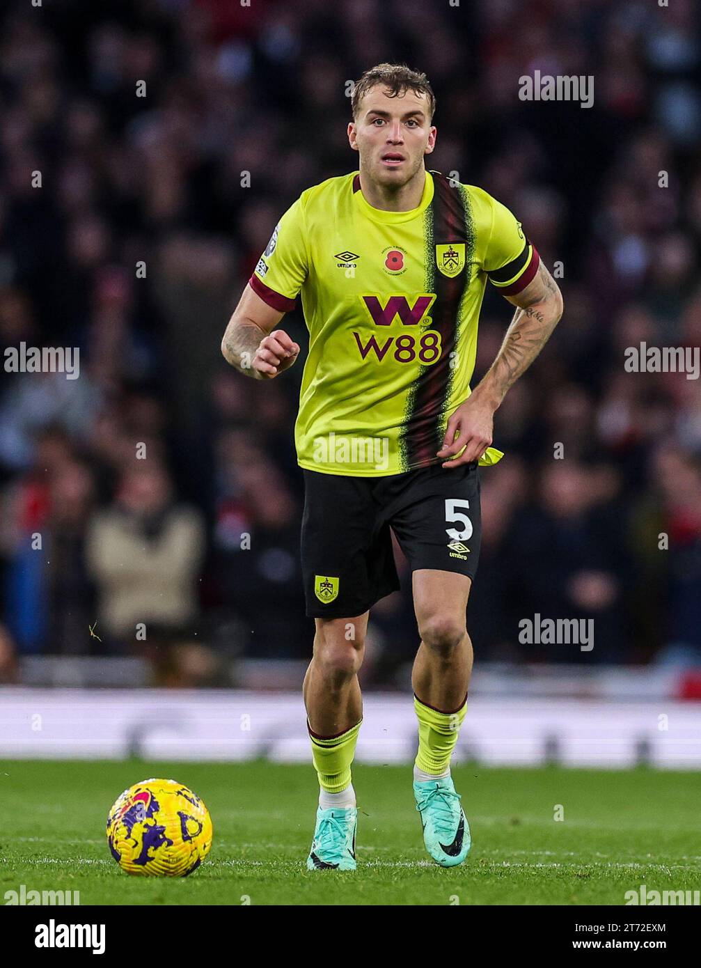 Burnley's Jordan Beyer in action during the Premier League match at the ...