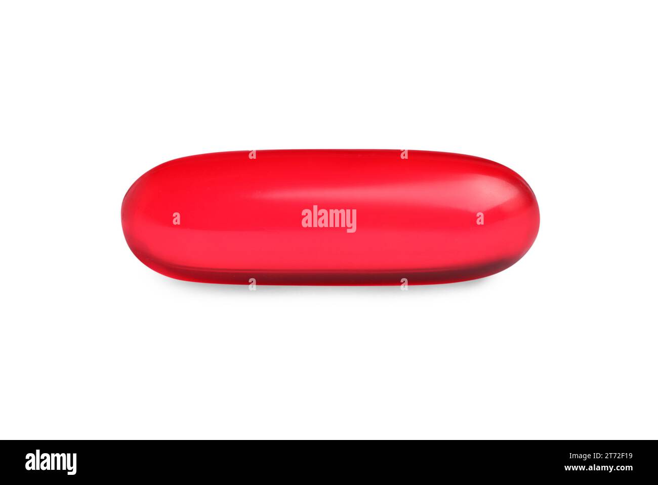 One red pill isolated on white. Medicinal treatment Stock Photo - Alamy