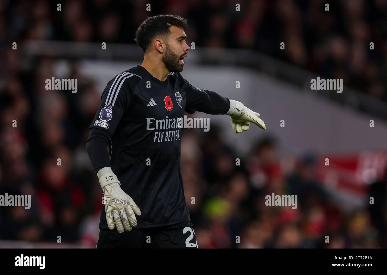 Arsenal goalkeeper David Raya in action during the Premier League match ...
