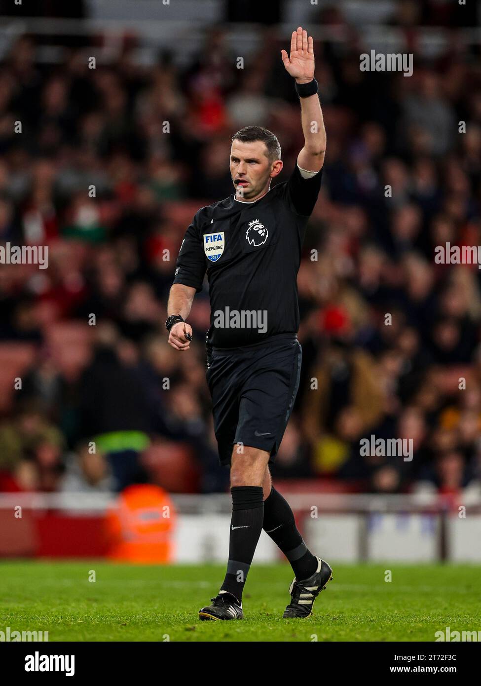 Referee Michael Oliver during play during the Premier League match at ...