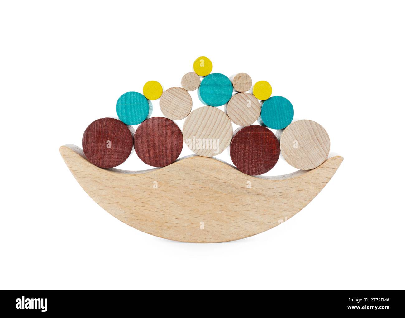 Wooden balance toy isolated on white. Children's development Stock ...