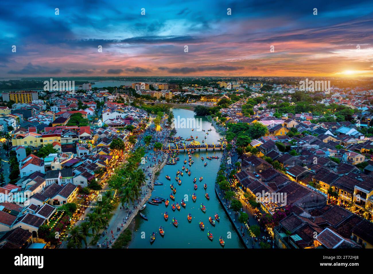 Hoi An ancient town and Hoai river in twilight, Vietnam Stock Photo - Alamy