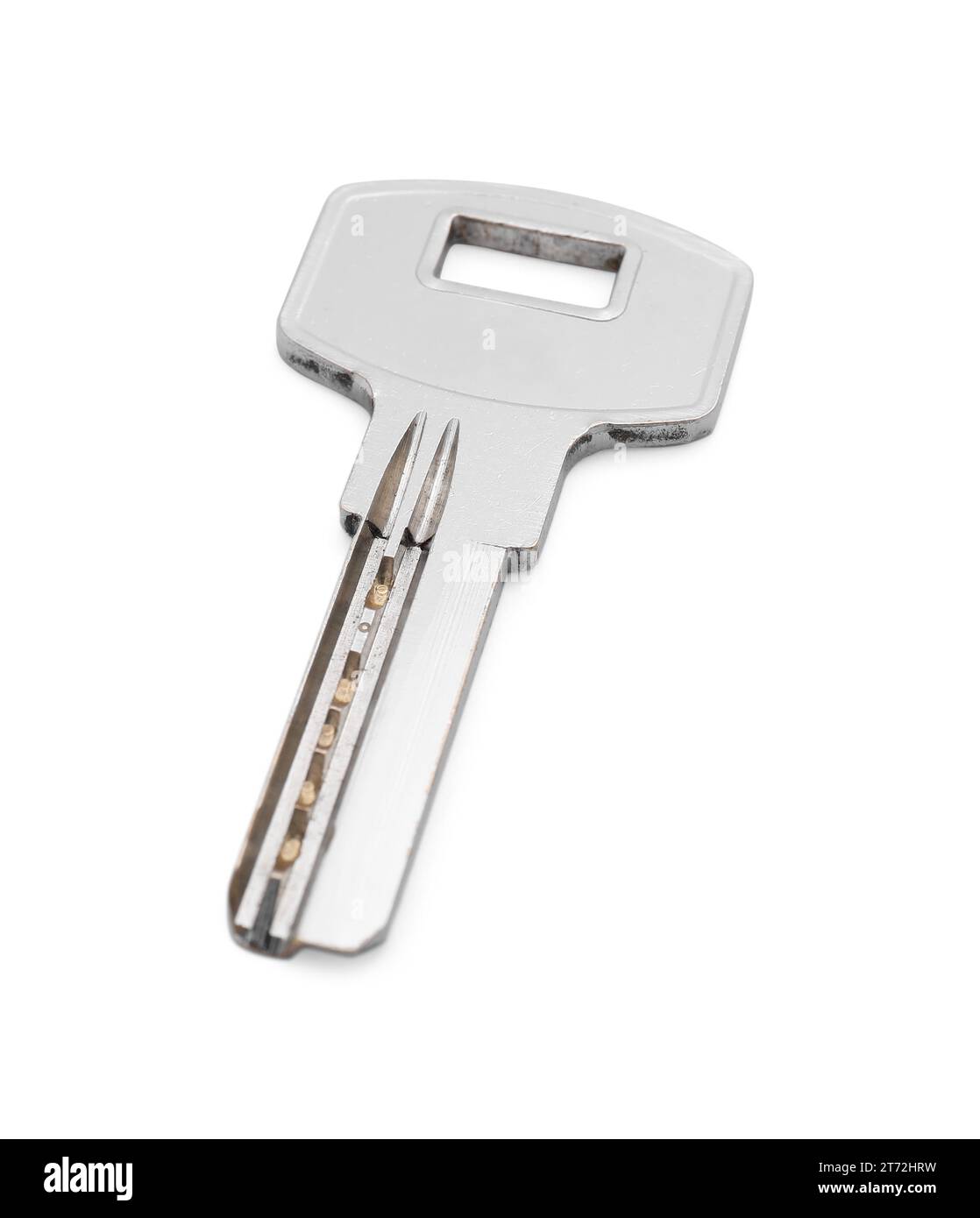 One metal door key isolated on white Stock Photo - Alamy