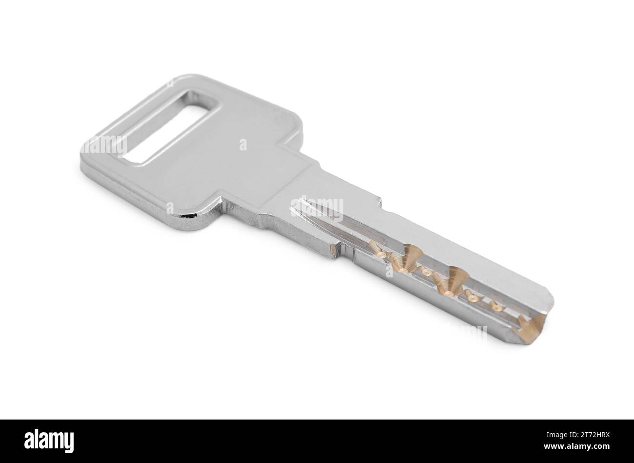 One metal door key isolated on white Stock Photo - Alamy