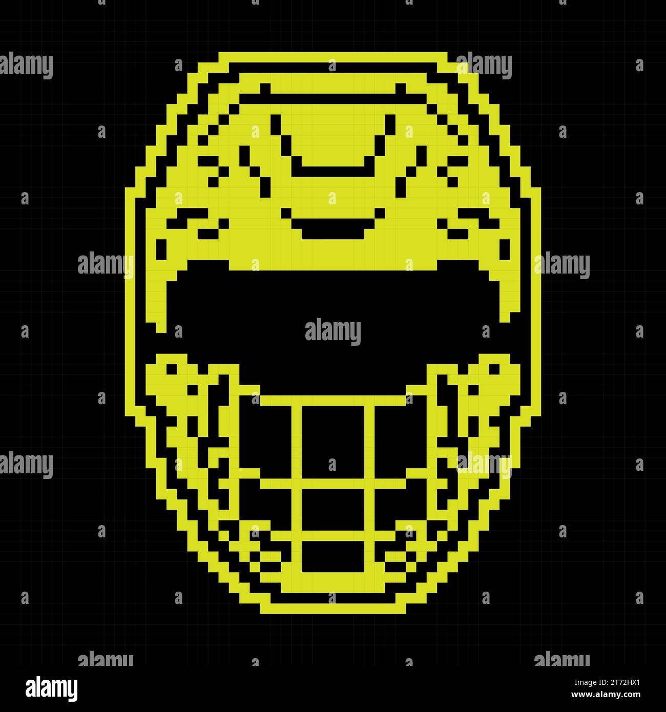 Open hockey helmet Pixel silhouette icon front view, with transparent ...