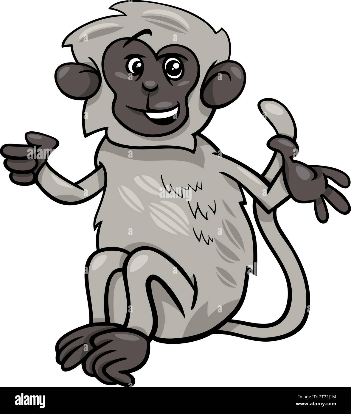 Cartoon illustration of comic vervet monkey primate animal character ...