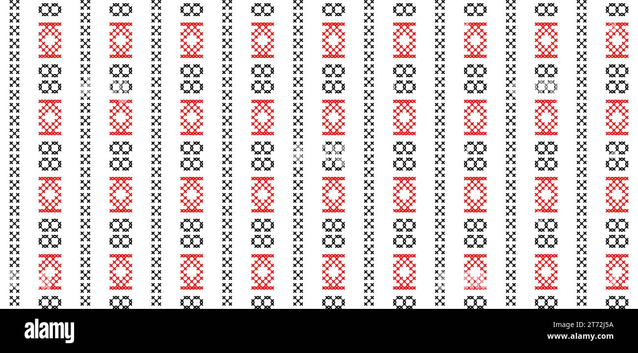 Ukrainian vector seamless fashion pattern. Decoration in black and red ...