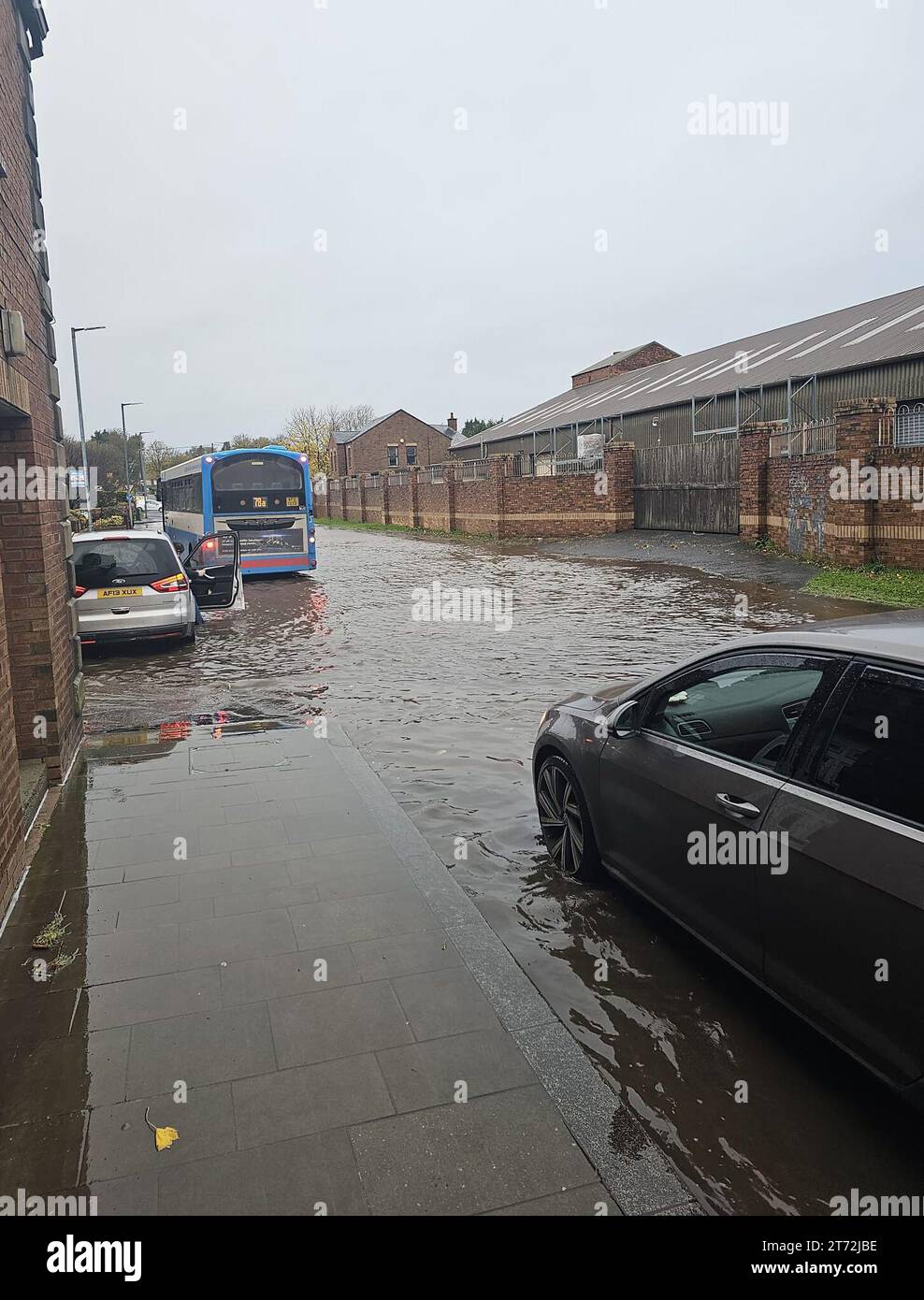 Handout photo of a flooded road in Coalisland Co Tyrone as Storm Debi ...