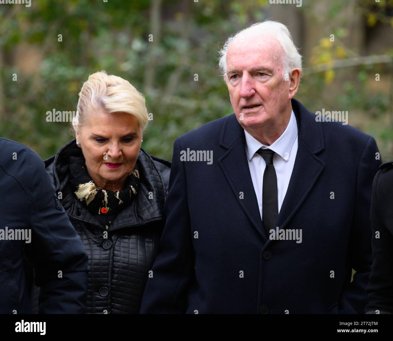Manchester, UK. November 13th, 2023. Alex Stepney attending the funeral ...