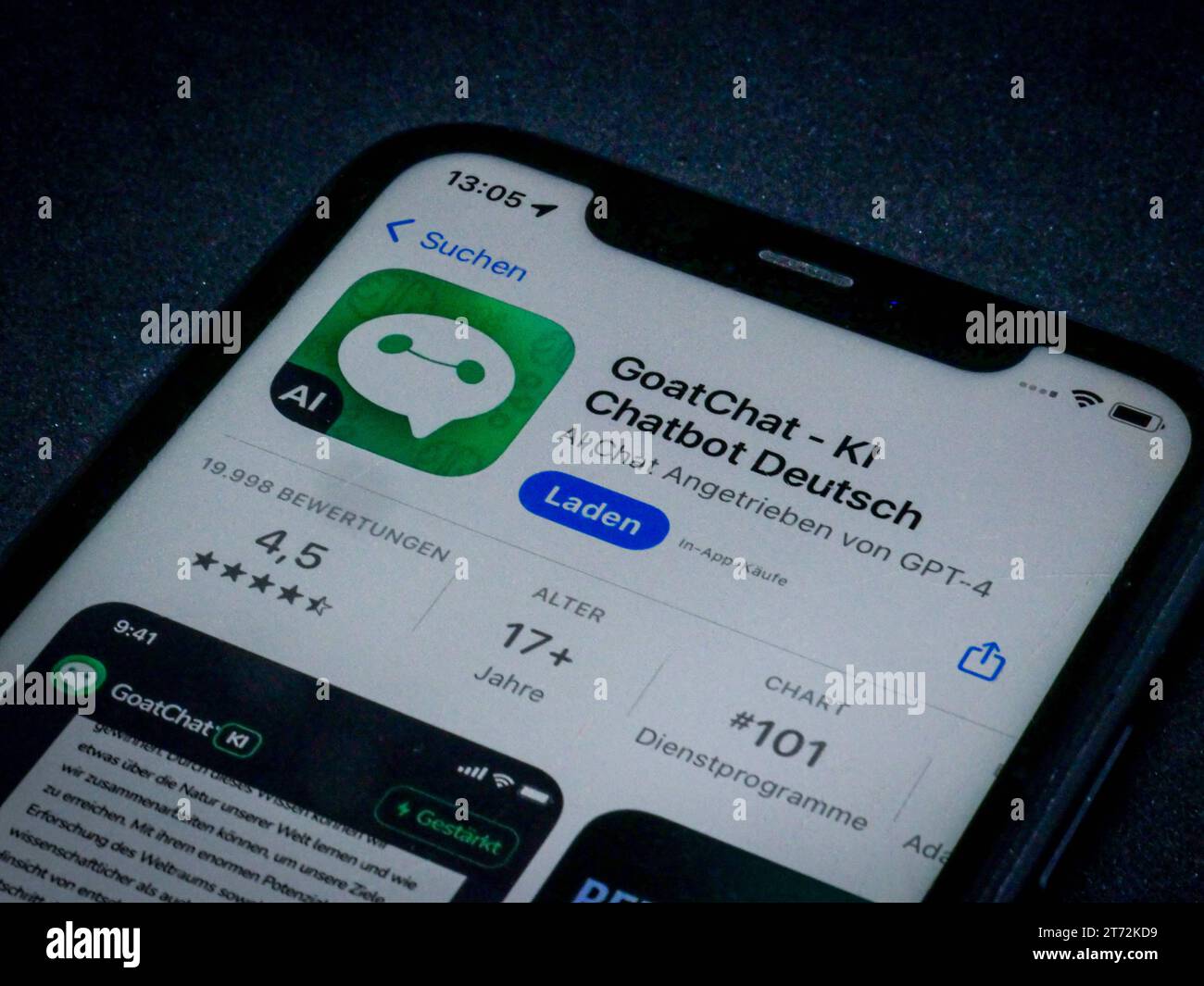 App Store - Apple Apple App Store auf einem iPhone. Apps für künstliche Intelligenz, GoatChat ...