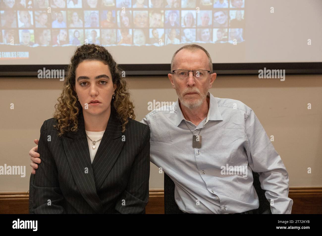 Thomas Hand and Natali Hand during a press conference for families of ...