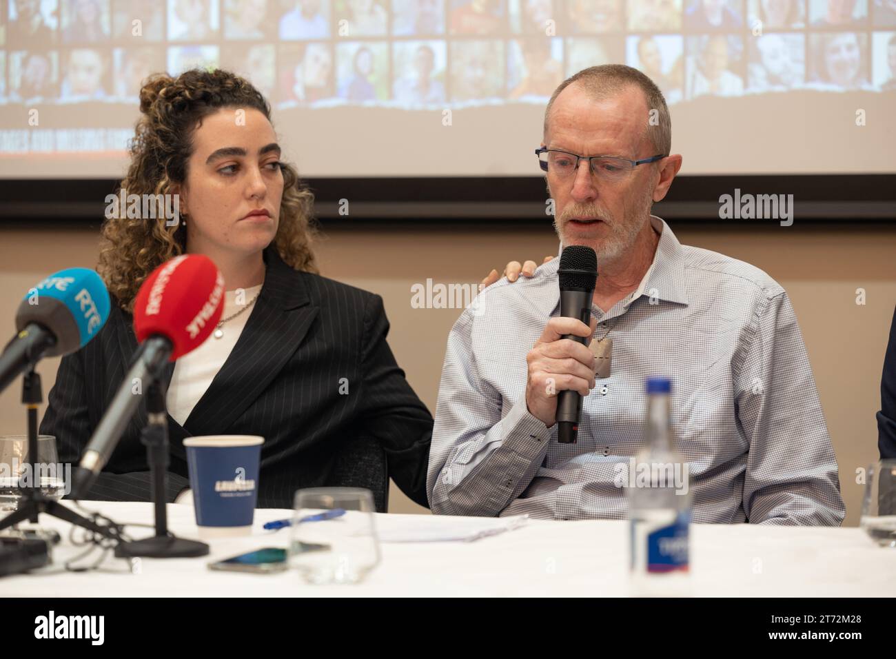 Thomas Hand and Natali Hand during a press conference for families of ...