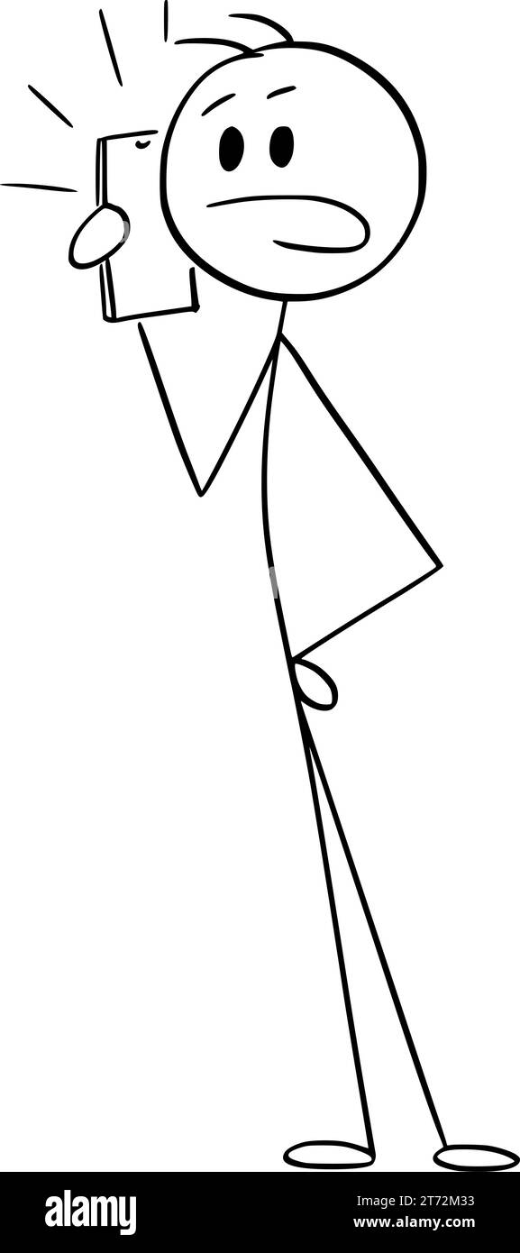 Person Making Phone Call, Vector Cartoon Stick Figure Illustration ...