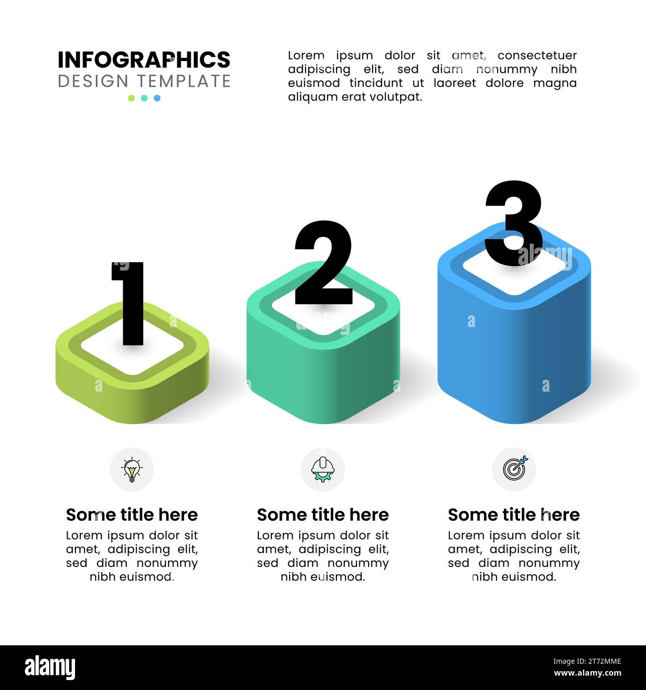 Infographic template with icons and 3 options or steps. Isometric columns. Can be used for ...