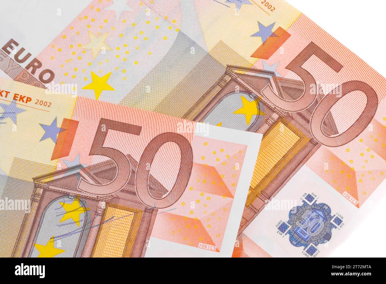 detail of 50-euro banknotes on white background Stock Photo - Alamy