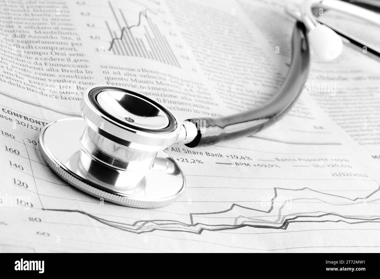 detail of a stethoscope on financial chart Stock Photo - Alamy
