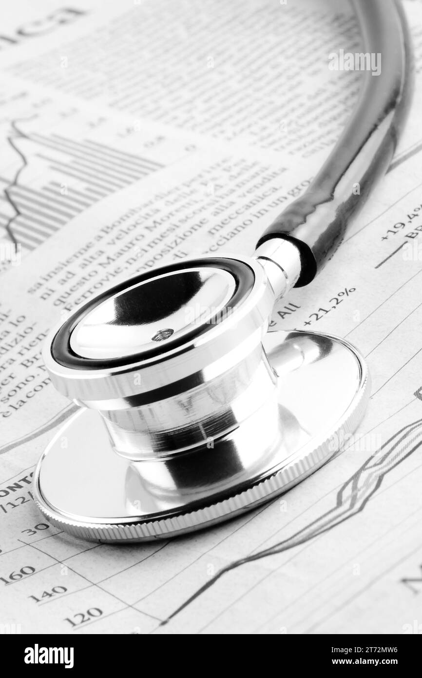 detail of a stethoscope on financial chart Stock Photo - Alamy