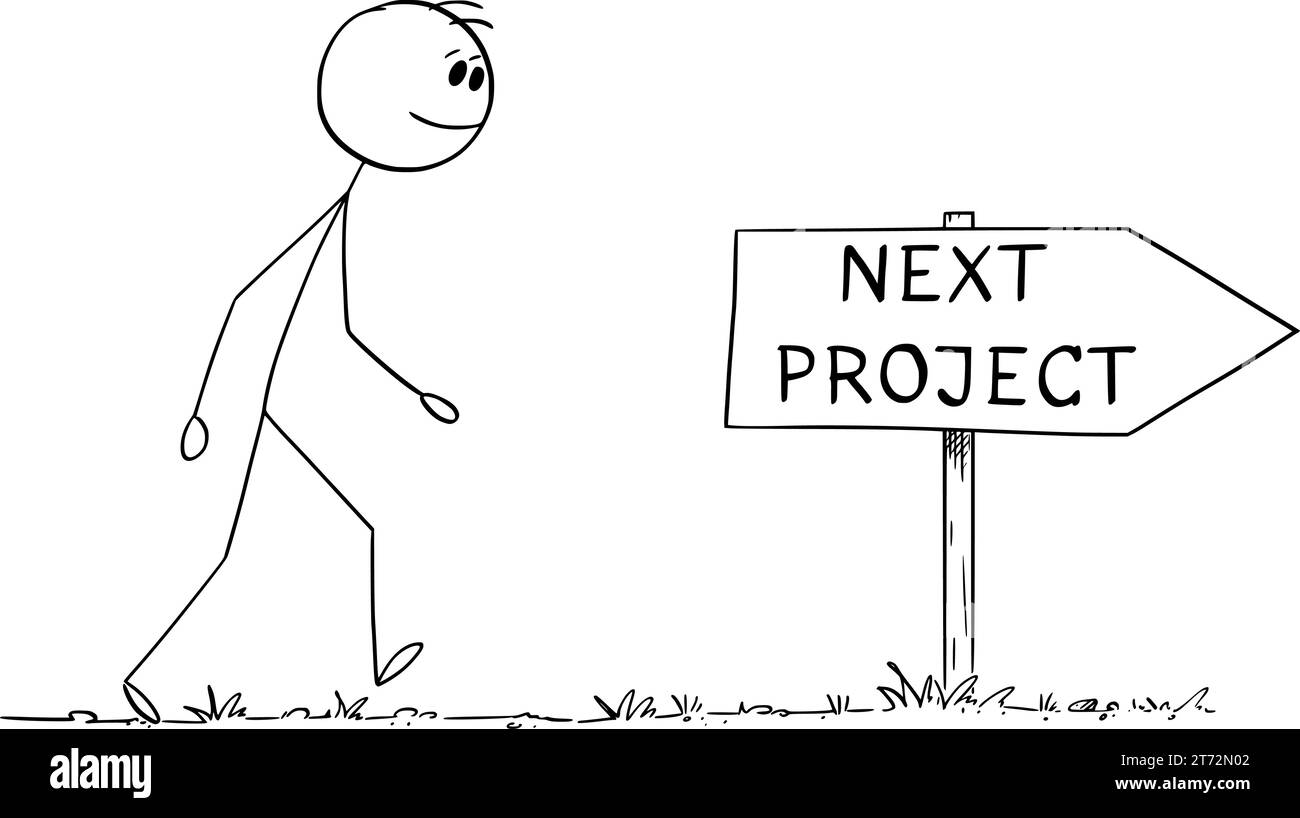 Businessman and His Next Project, Vector Cartoon Stick Figure ...