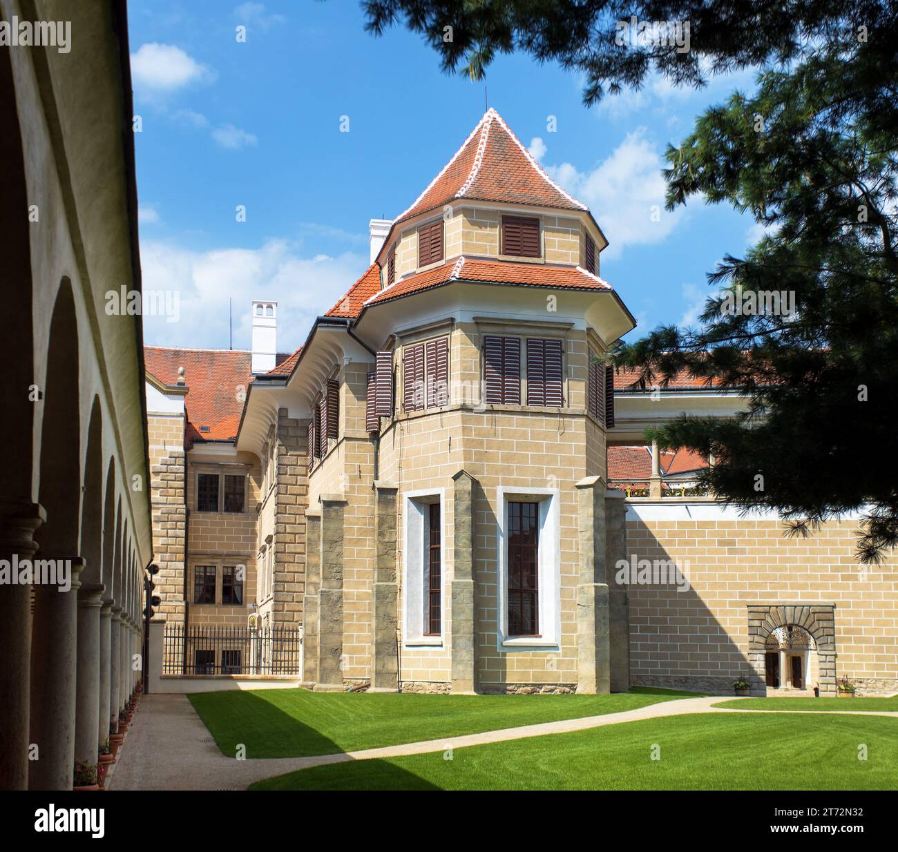 Telc castle, in local Telč, is a monument in the Renaissance style, a ...