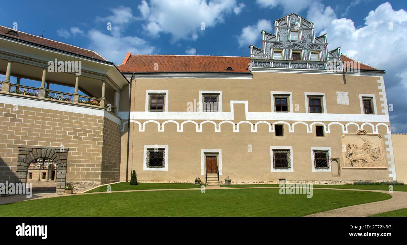 Telc castle, in local Telč, is a monument in the Renaissance style, a ...