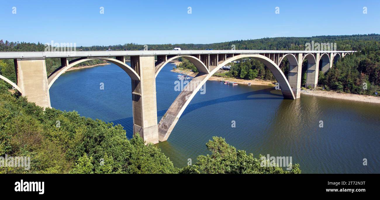 Podolsky most bridge, bridge over the Orlík dam on the Vltava river ...
