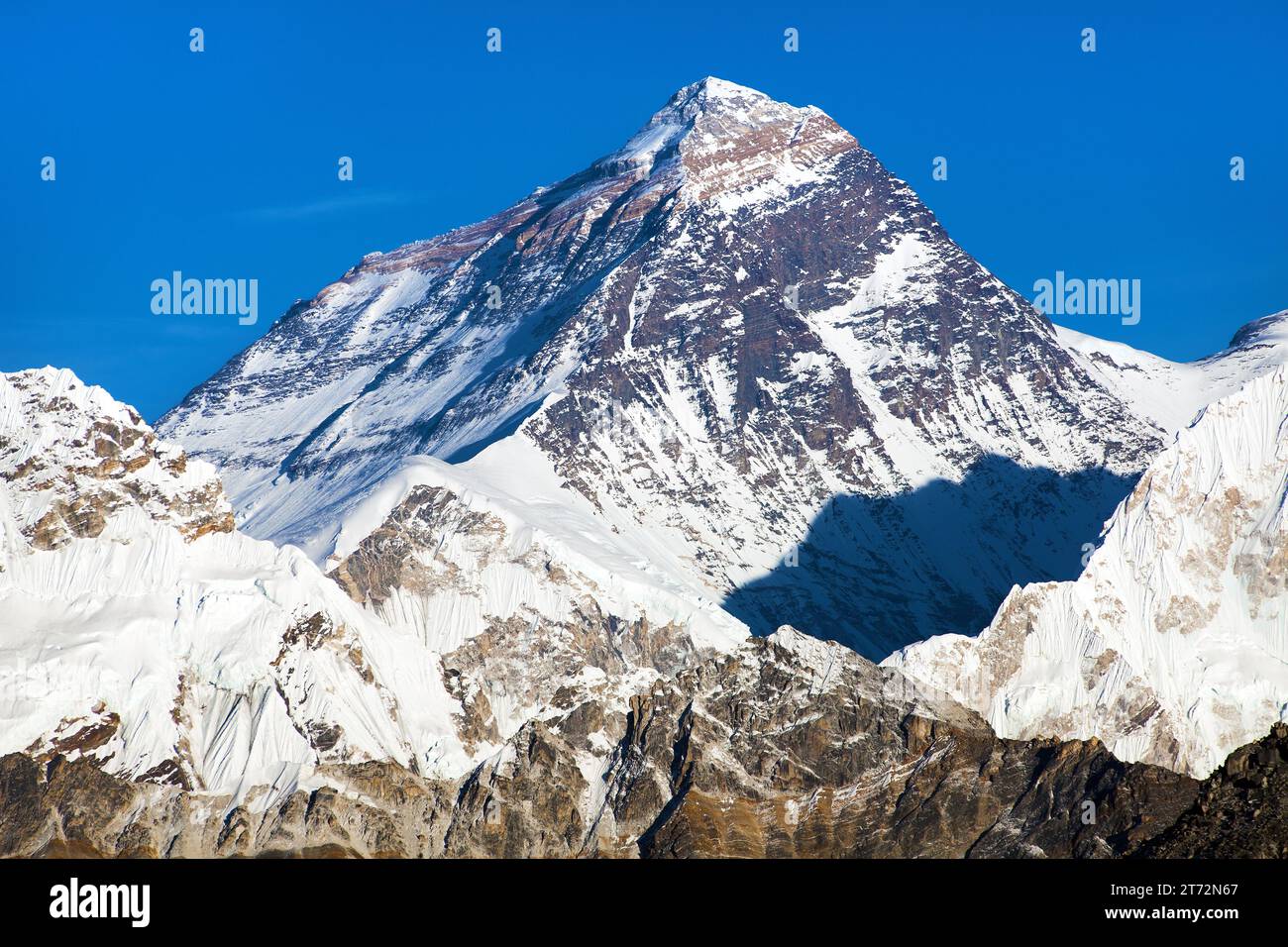 Top of Mount Everest from Gokyo valley with southern saddle - way to ...
