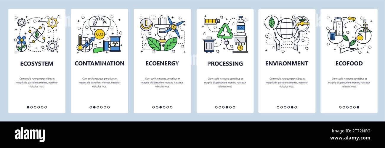 Web site onboarding screens. Ecology and environment contamination ...