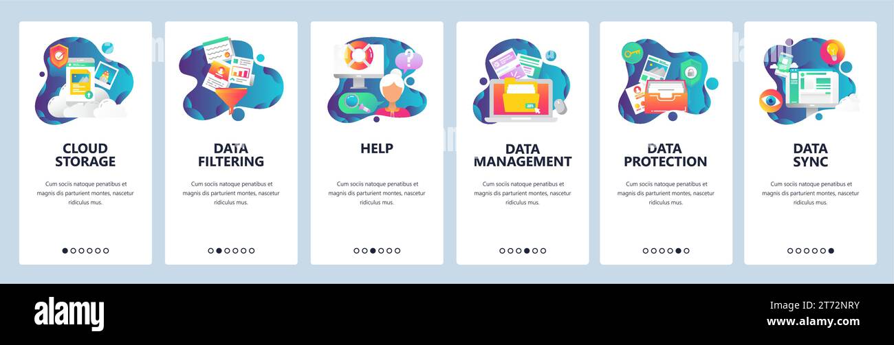 Web site onboarding screens. Computer and internet services, cloud ...