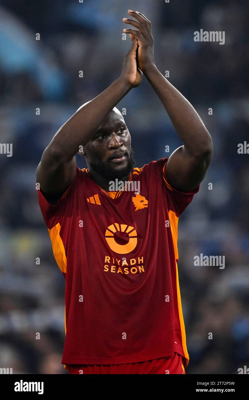 Romelu Lukaku of AS Roma claps the fans at the end of the Serie A ...