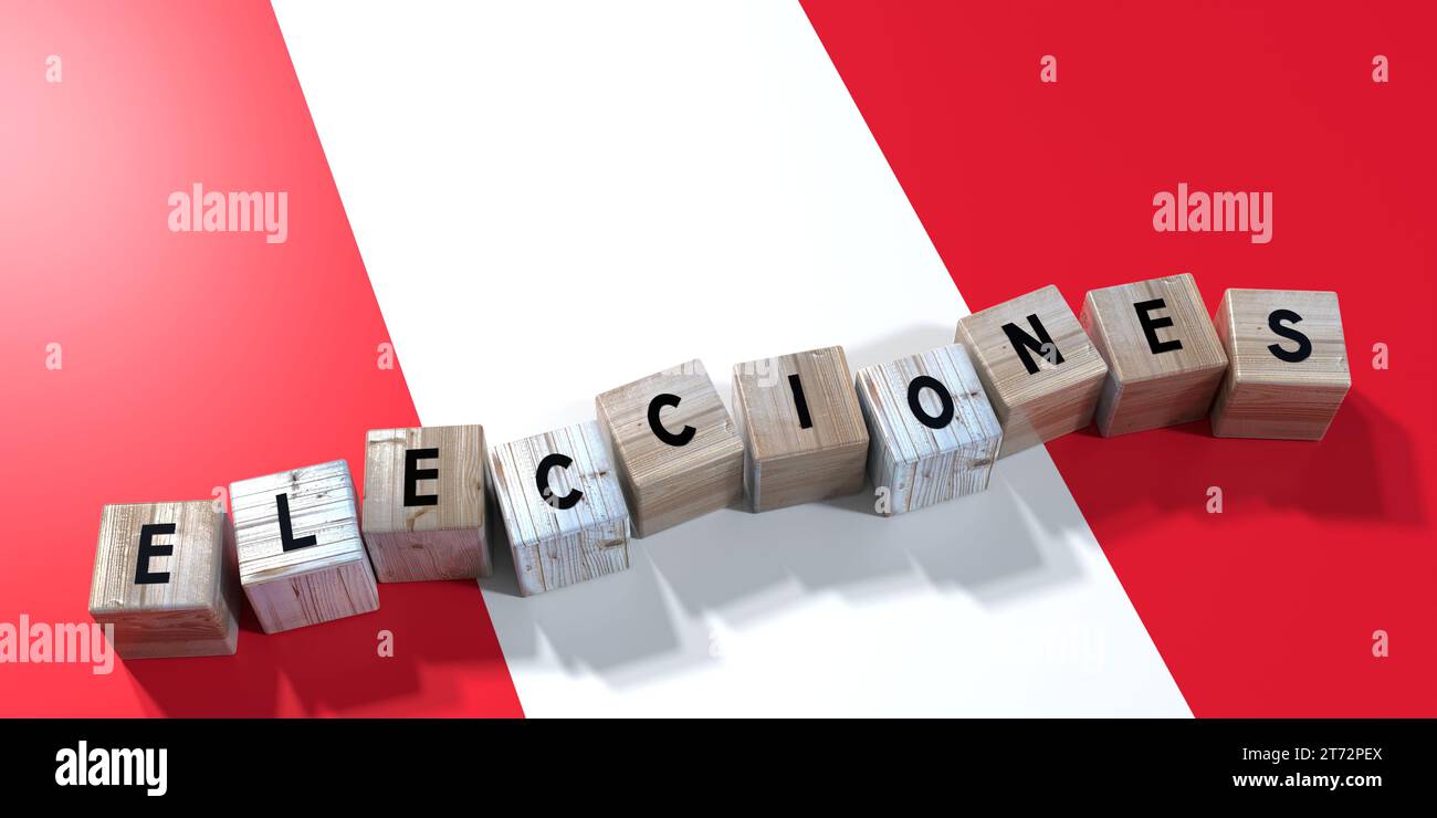 Peru - elections concept - wooden blocks and country flag - 3D ...