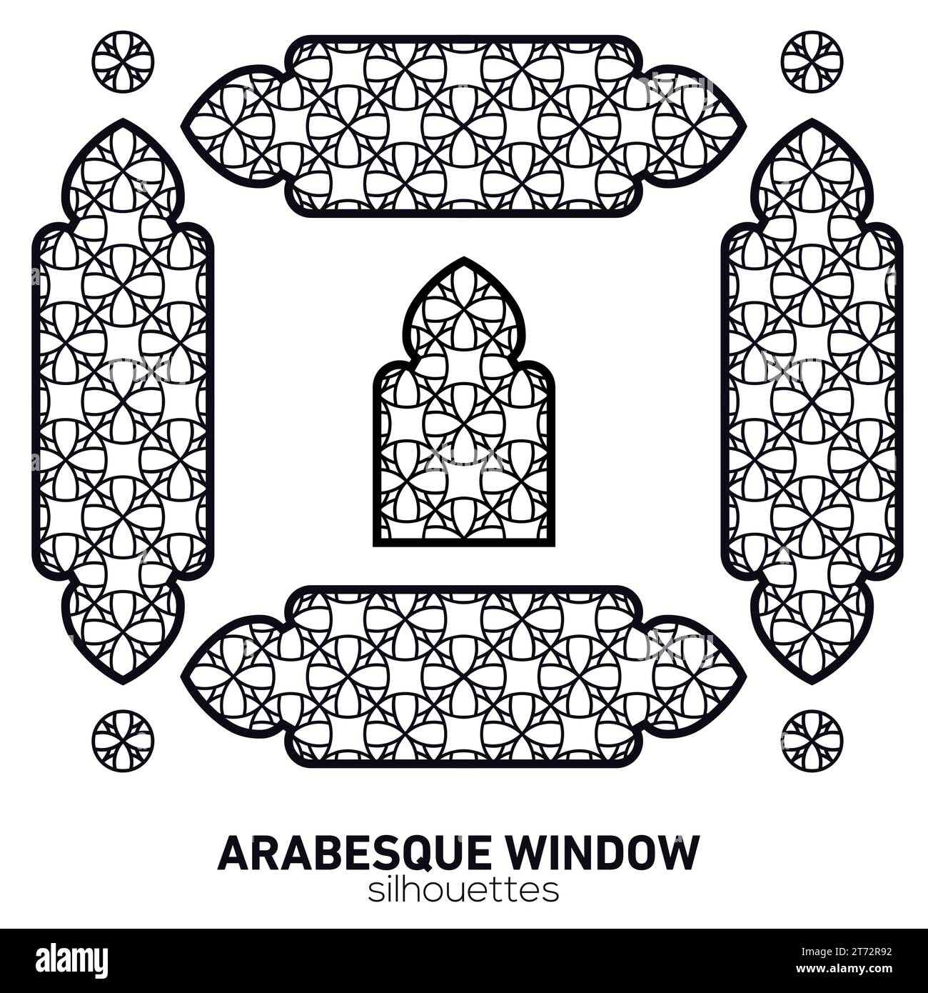 Arabesque window silhouettes. Vector symbol traditional islamic arches ...