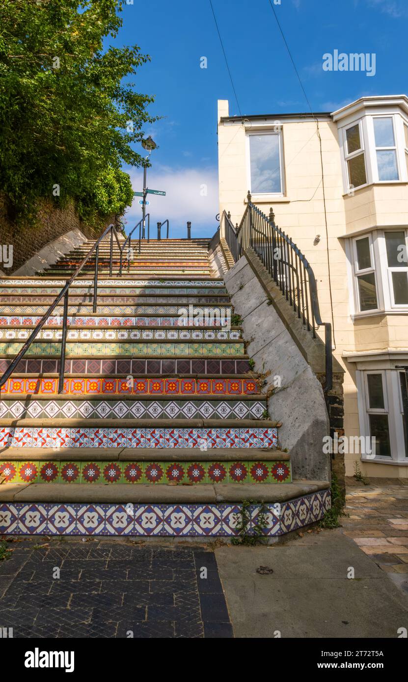 brightly coloured tiled steps in Ramsgate Kent Stock Photo - Alamy