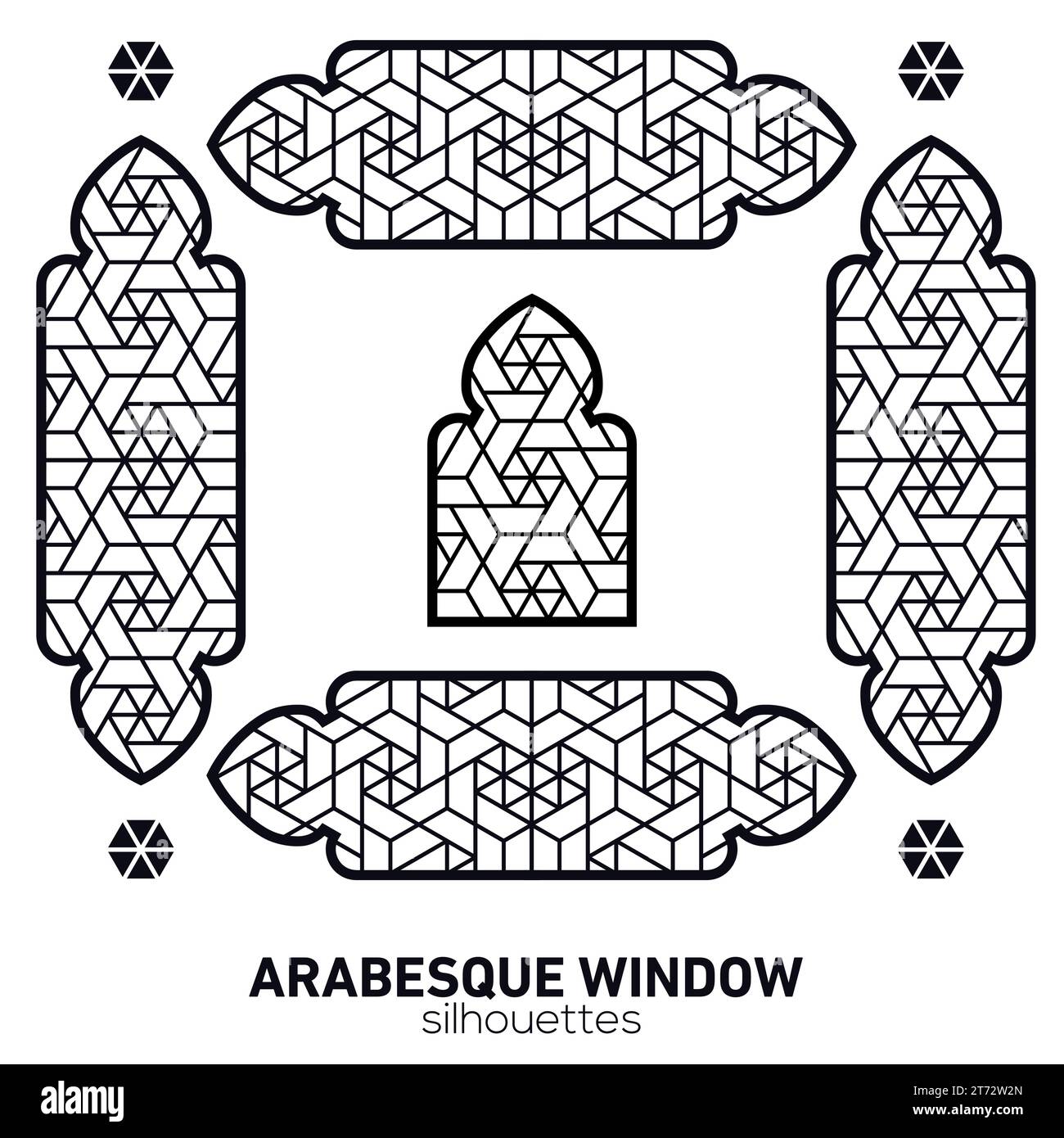 Arabesque window silhouettes. Vector symbol traditional islamic arches ...