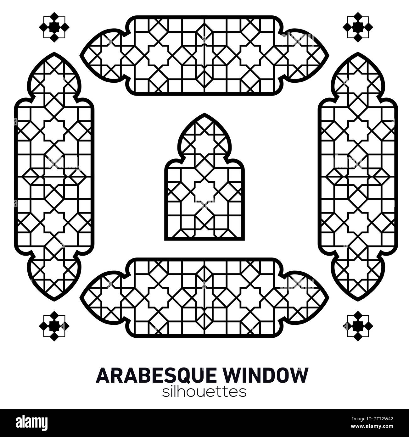 Arabesque window silhouettes. Vector symbol traditional islamic arches ...