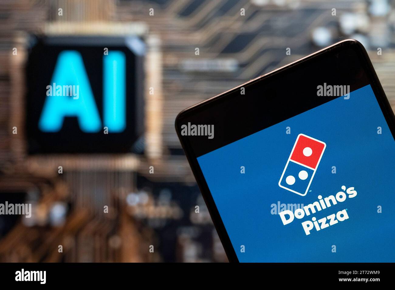 In this photo illustration, the American pizza restaurant chain Domino ...