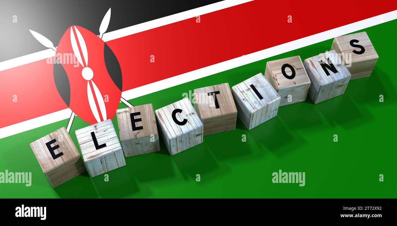 Kenya - elections concept - wooden blocks and country flag - 3D ...