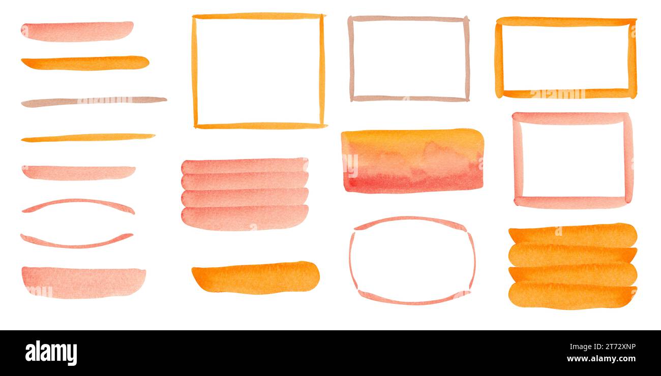 Collection of frames of different shapes from watercolor spots, stripes ...