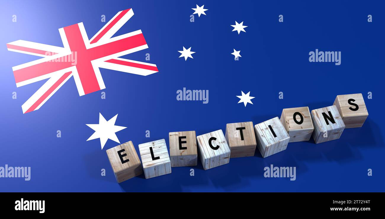 Australia - elections concept - wooden blocks and country flag - 3D ...