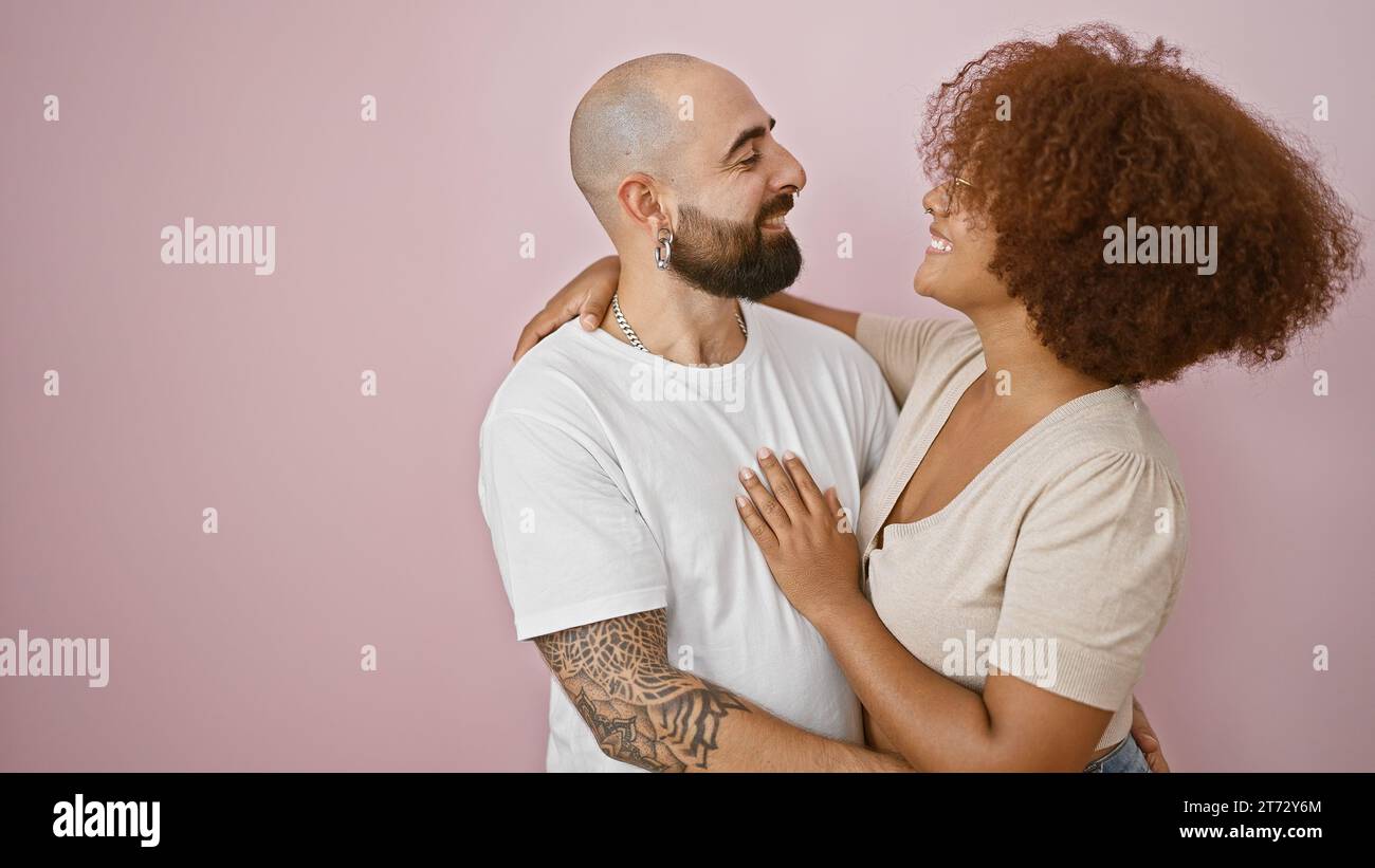 Joyful beautiful couple exuding confidence, enjoying a casual lifestyle ...