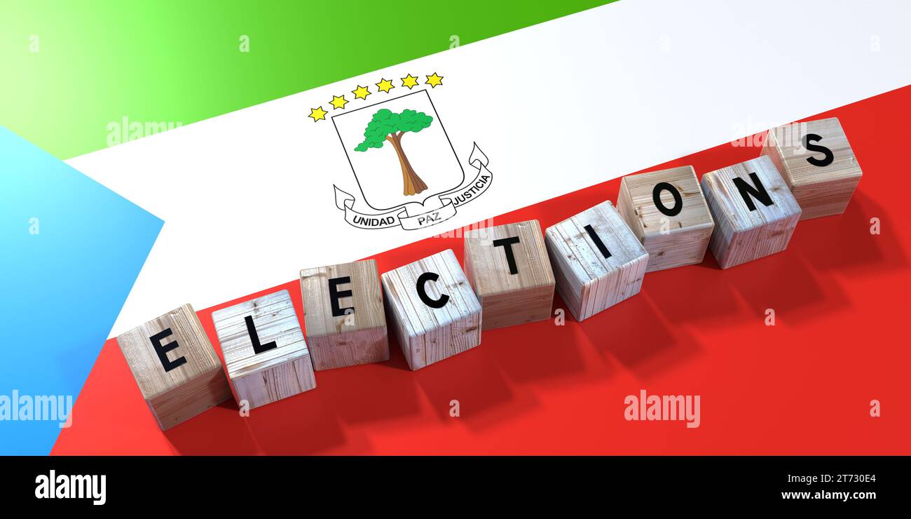 Equatorial Guinea - elections concept - wooden blocks and country flag ...