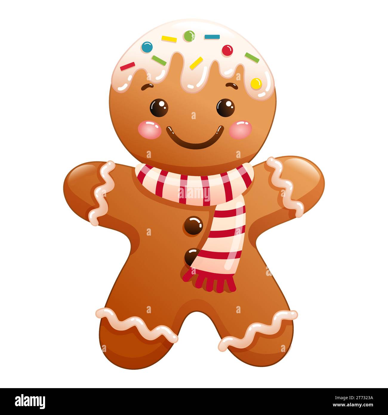 Vector illustration of cute Christmas gingerbread with scarf. Funny ...