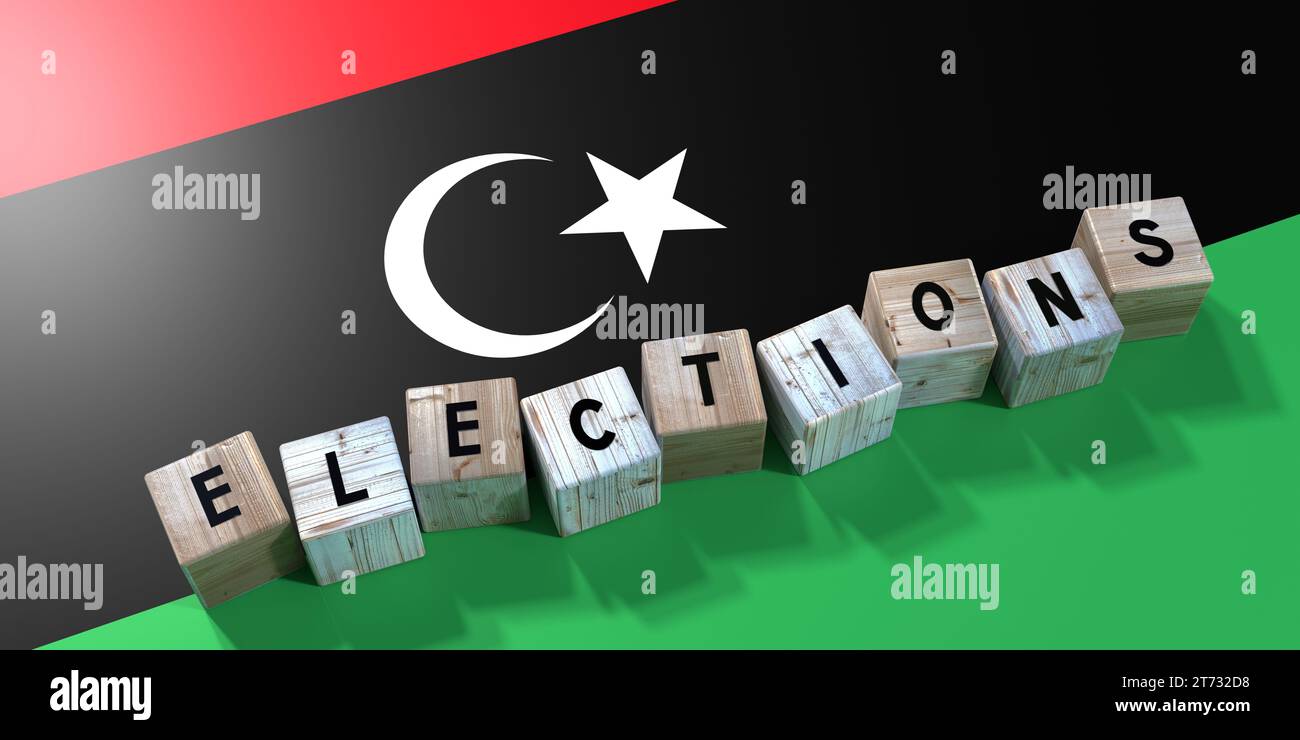 Libya - elections concept - wooden blocks and country flag - 3D ...