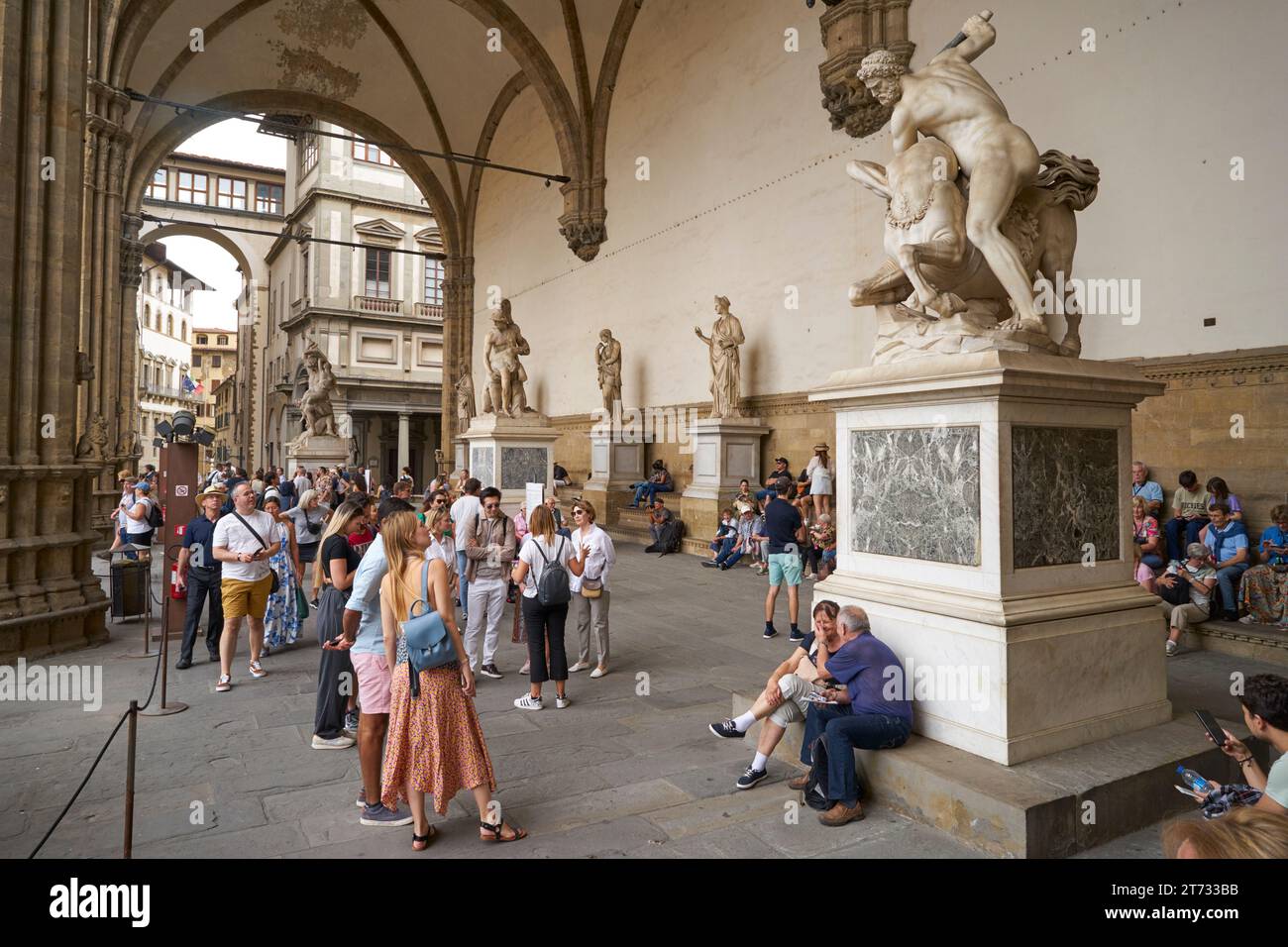 Florence, Italy: The Loggia dei Lanzi (1382) in the Piazza della Signoria, with Giambologna's ...