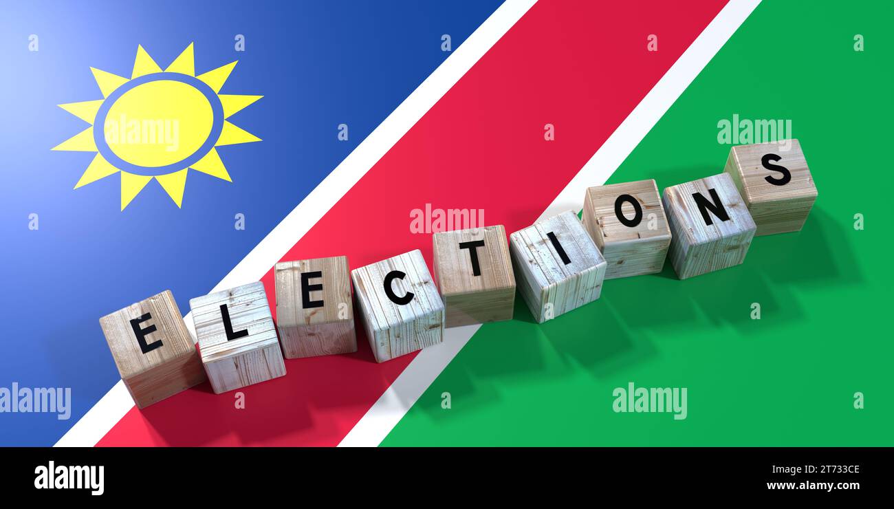 Namibia - elections concept - wooden blocks and country flag - 3D ...