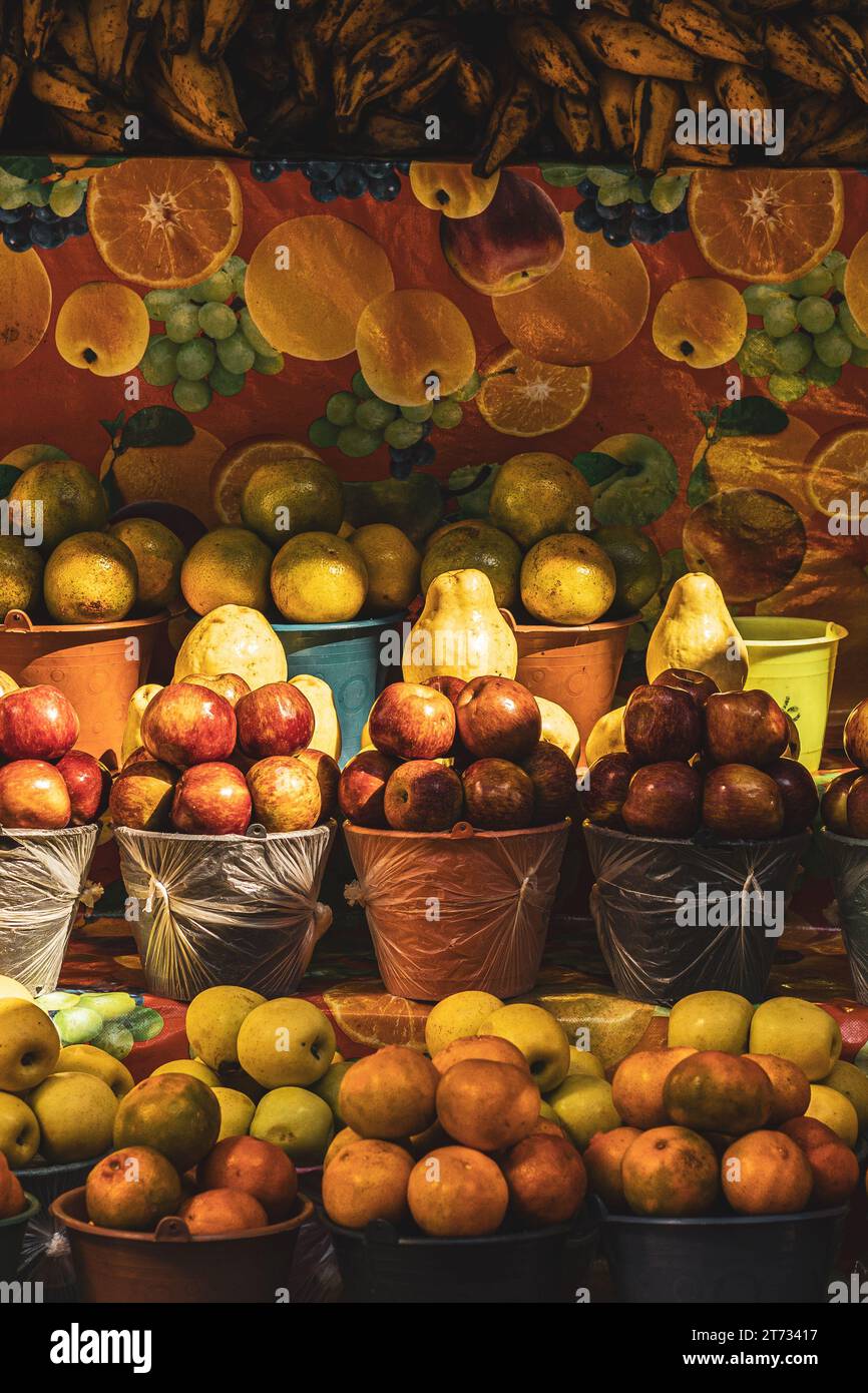 Mexico, Tuxtla Gutierrez, Chiapas, fruit on street display, autumn 2023 ...