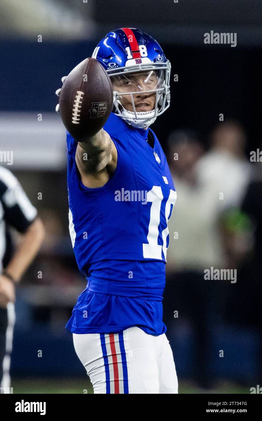 New York Giants wide receiver Isaiah Hodgins (18) celebrates a first ...